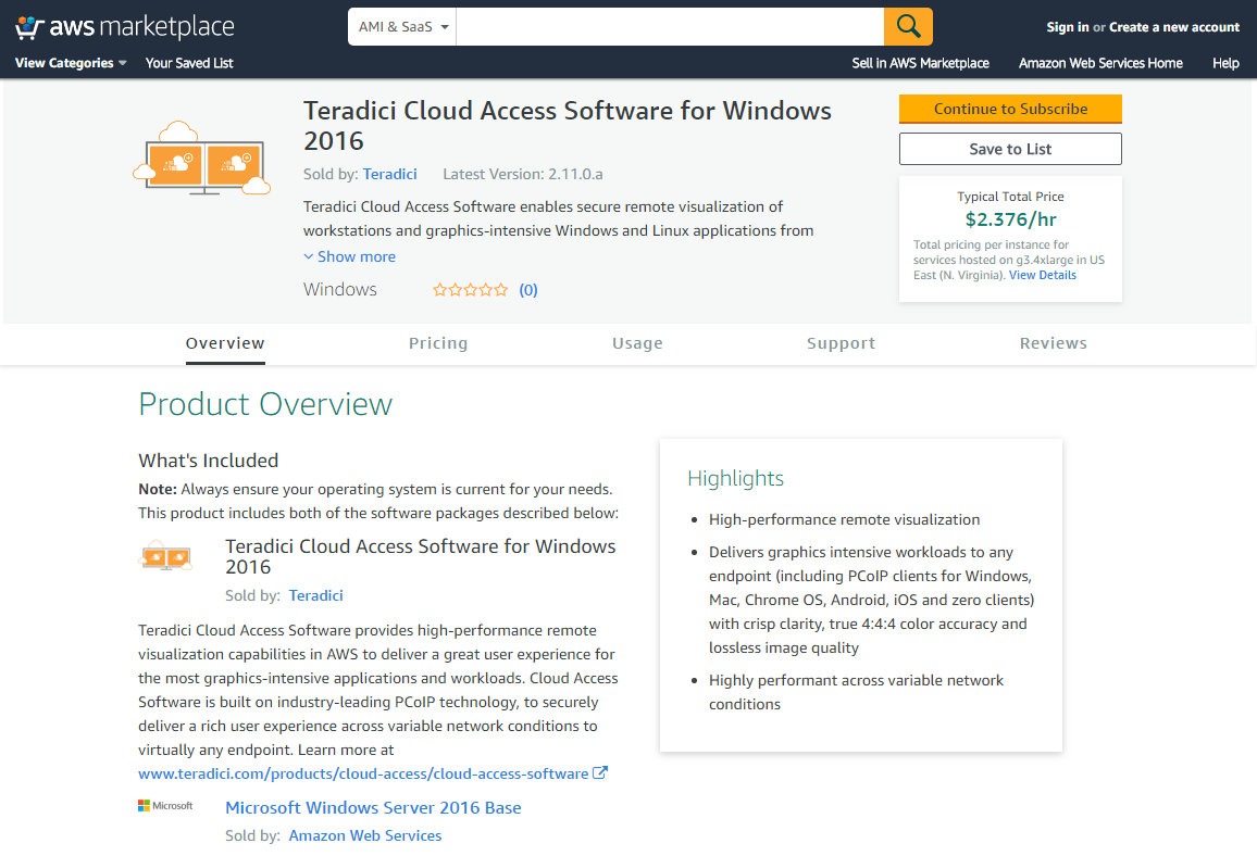 Teradici Cloud Access Software Now Available on AWS Marketplace
